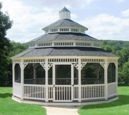 Vinyl Octagon Gazebo with Triple Roof - Rick's Sheds
